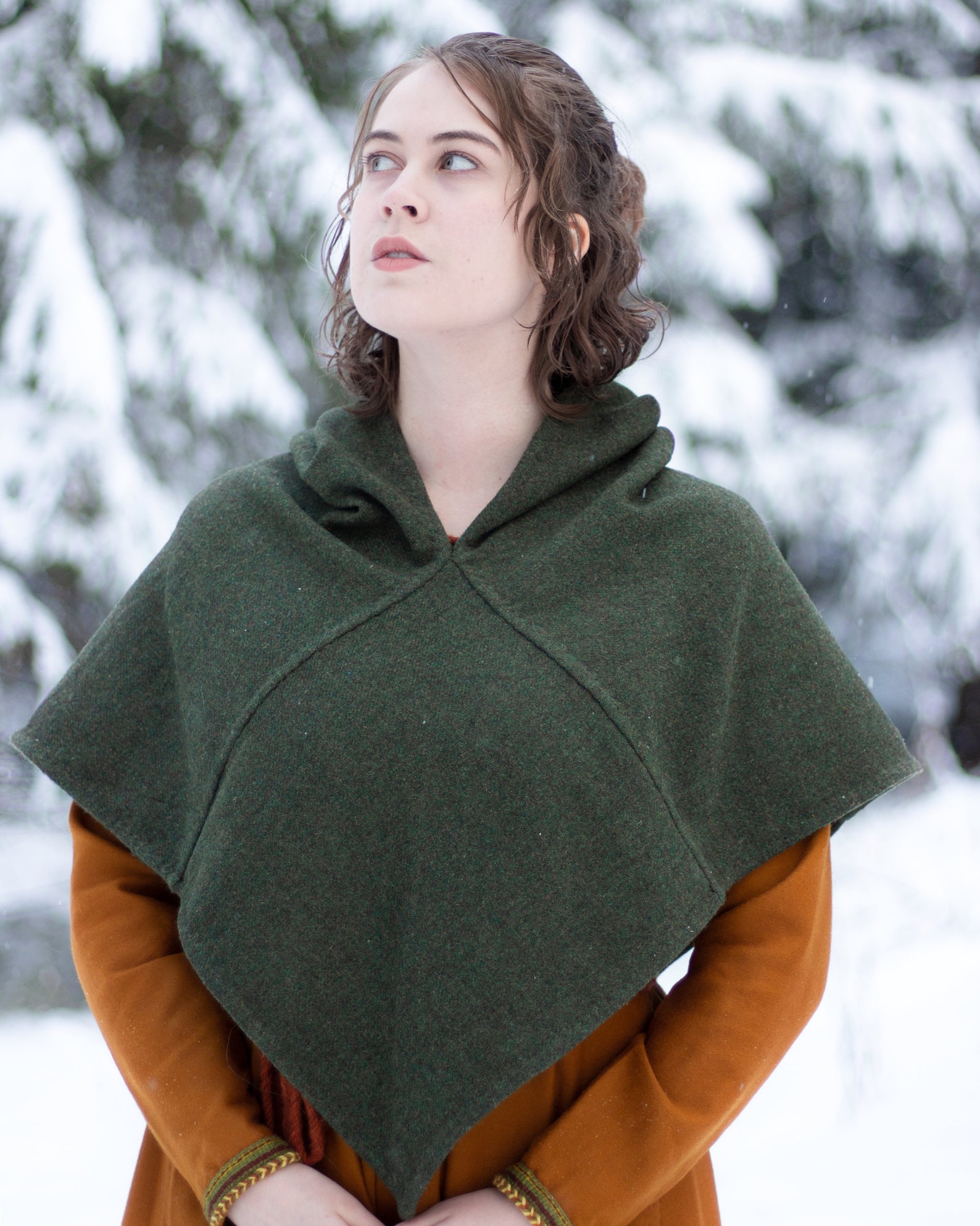 Large Skjoldehamn Hood 100% Wool Hand Stitched Forest - Etsy