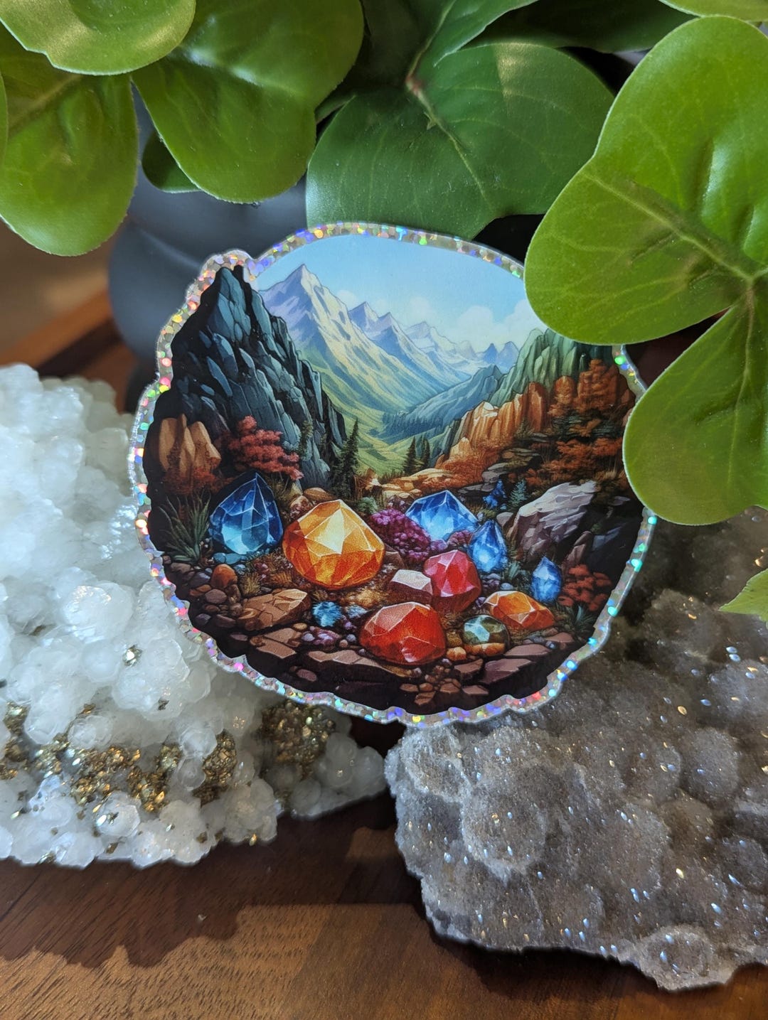 Gem Stone Mineral Glitter Sticker, Precious Gems Rock Hound Sticker ...