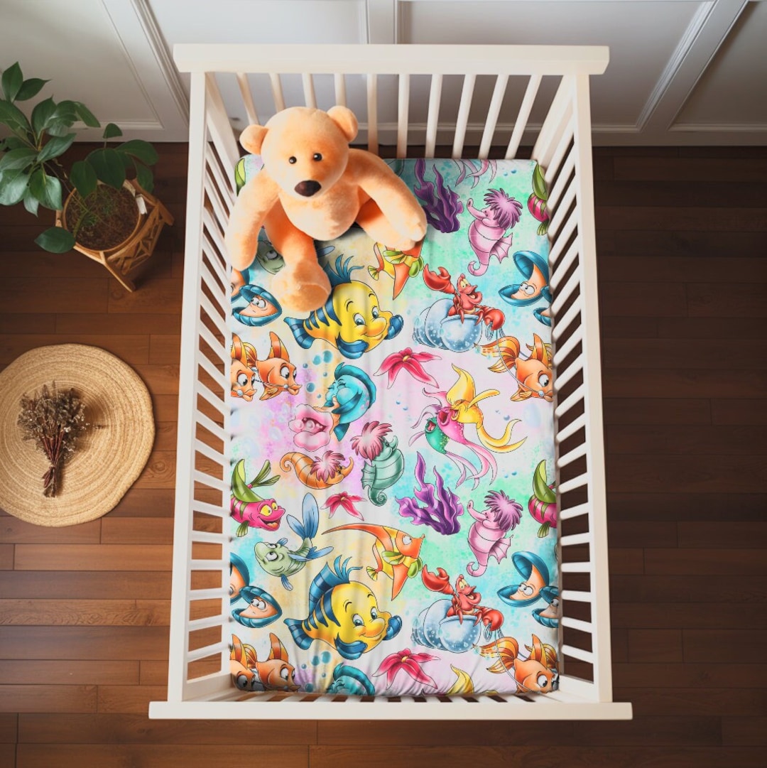 Little Mermaid Crib Sheet, Ocean Fish Baby Shower Gift, Ocean Nursery ...