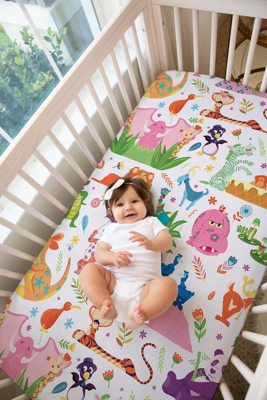 It's a Small World Baby Crib Sheet, Jungle Crib Sheet, Newborn Baby ...