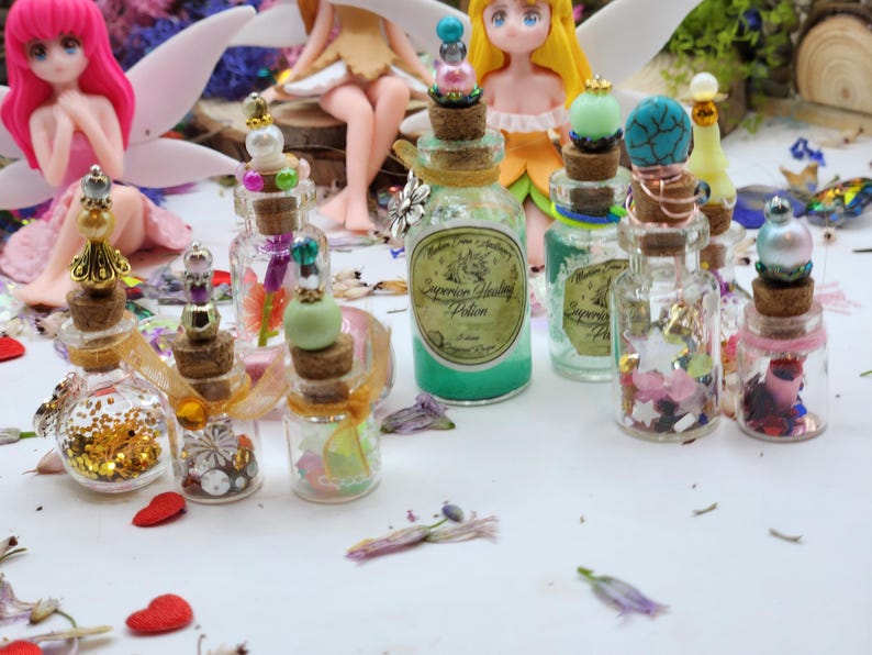 4 Wishing Well Fairys With Magic Potion Bottles, Painted Resin ...