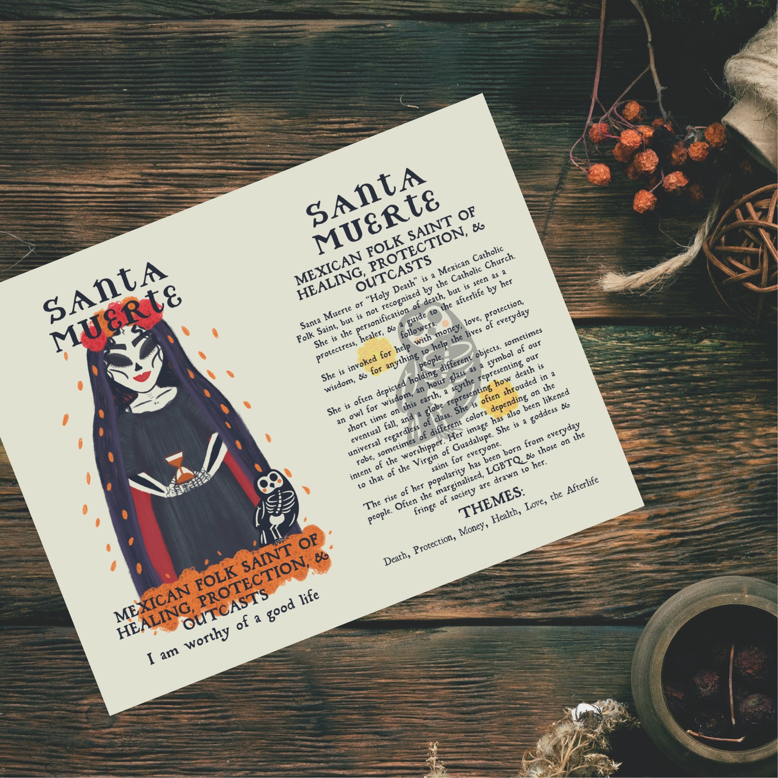 SANTA Muerte—grimoire Page Printable Book of Shadows Digital Download ...