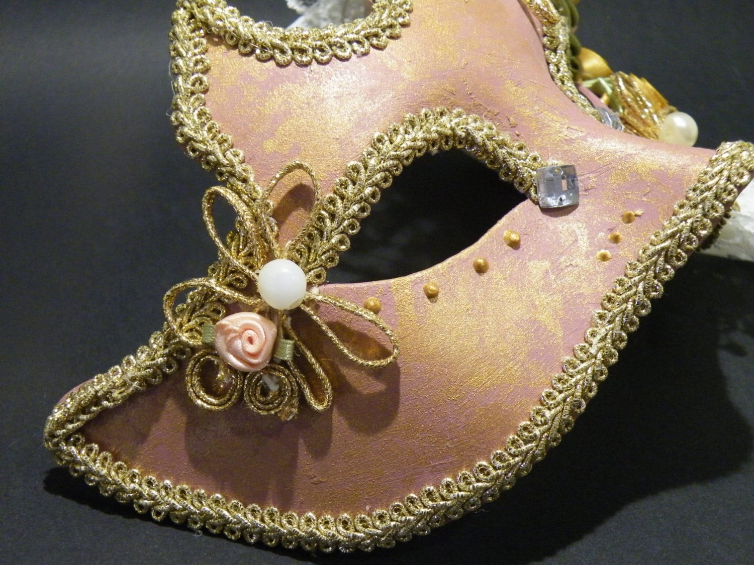 Old Rose and Gold Wedding Masquerade Mask, Mardi Gras Masquerade Mask ...