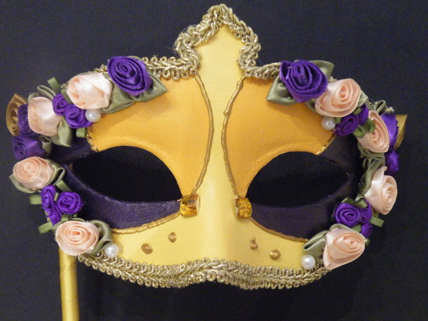 Yellow And Purple Venetian Wedding Masquerade Mask Mardi Gras Etsy