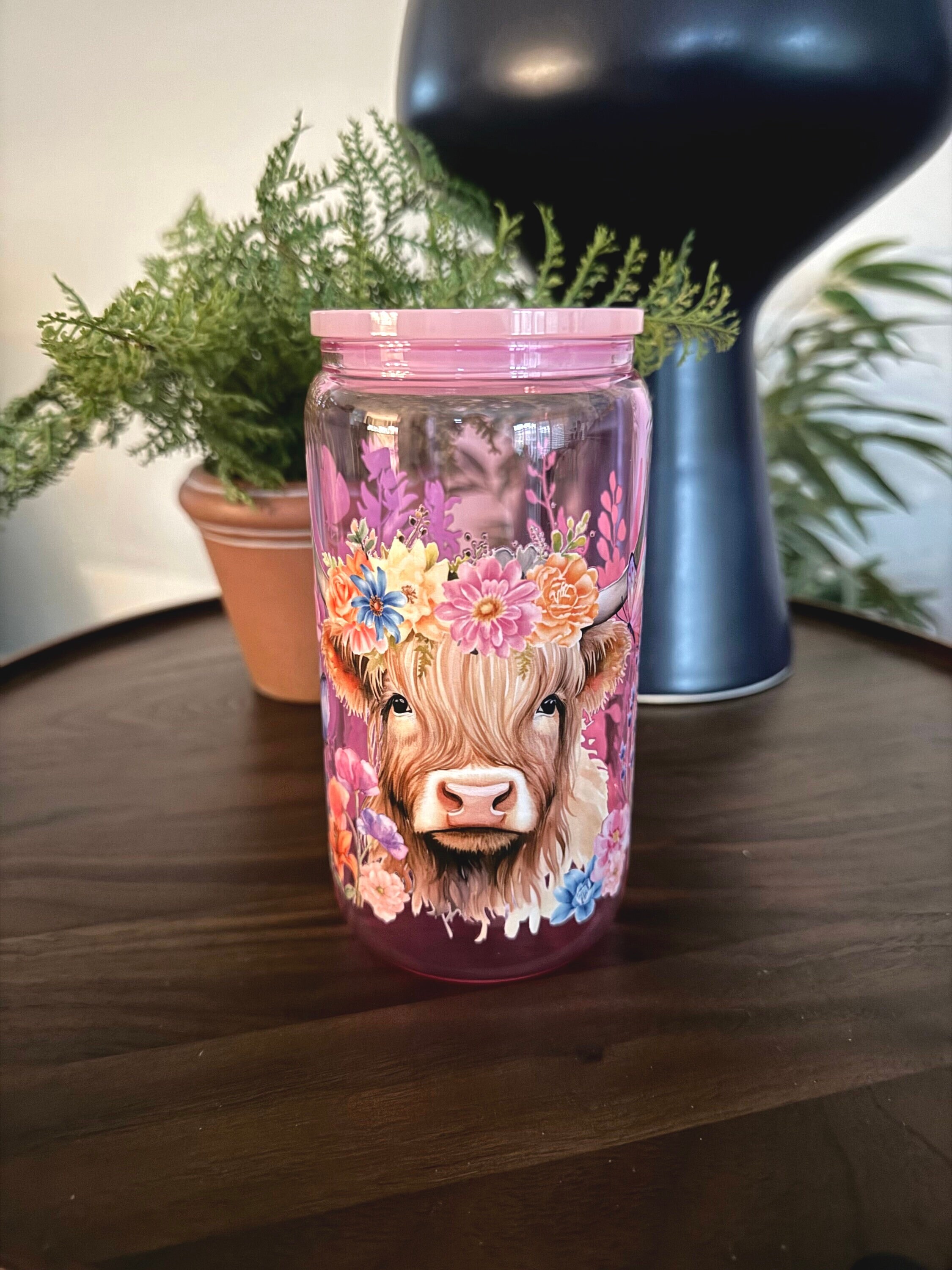 Highland Cow Beer Can Glass, Highland Cow Iced Coffee Cup, Trendy Iced ...
