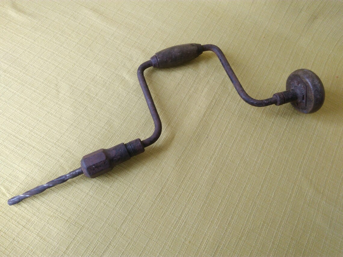 Vintage Hand Drill / Antique Metal Hand Drill / Primitive Hand Drill ...