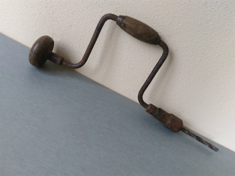 Vintage Hand Drill / Antique Metal Hand Drill / Primitive Hand Drill ...