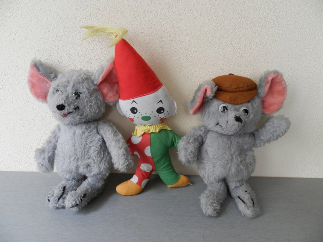 Set of Three Old Stuffed Toys / Vintage Plush Mice / Vintage Stuffed ...