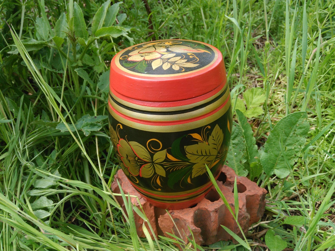 Vintage Soviet Wood Round Box / Hand Painted Wooden Box / Hand Painted ...