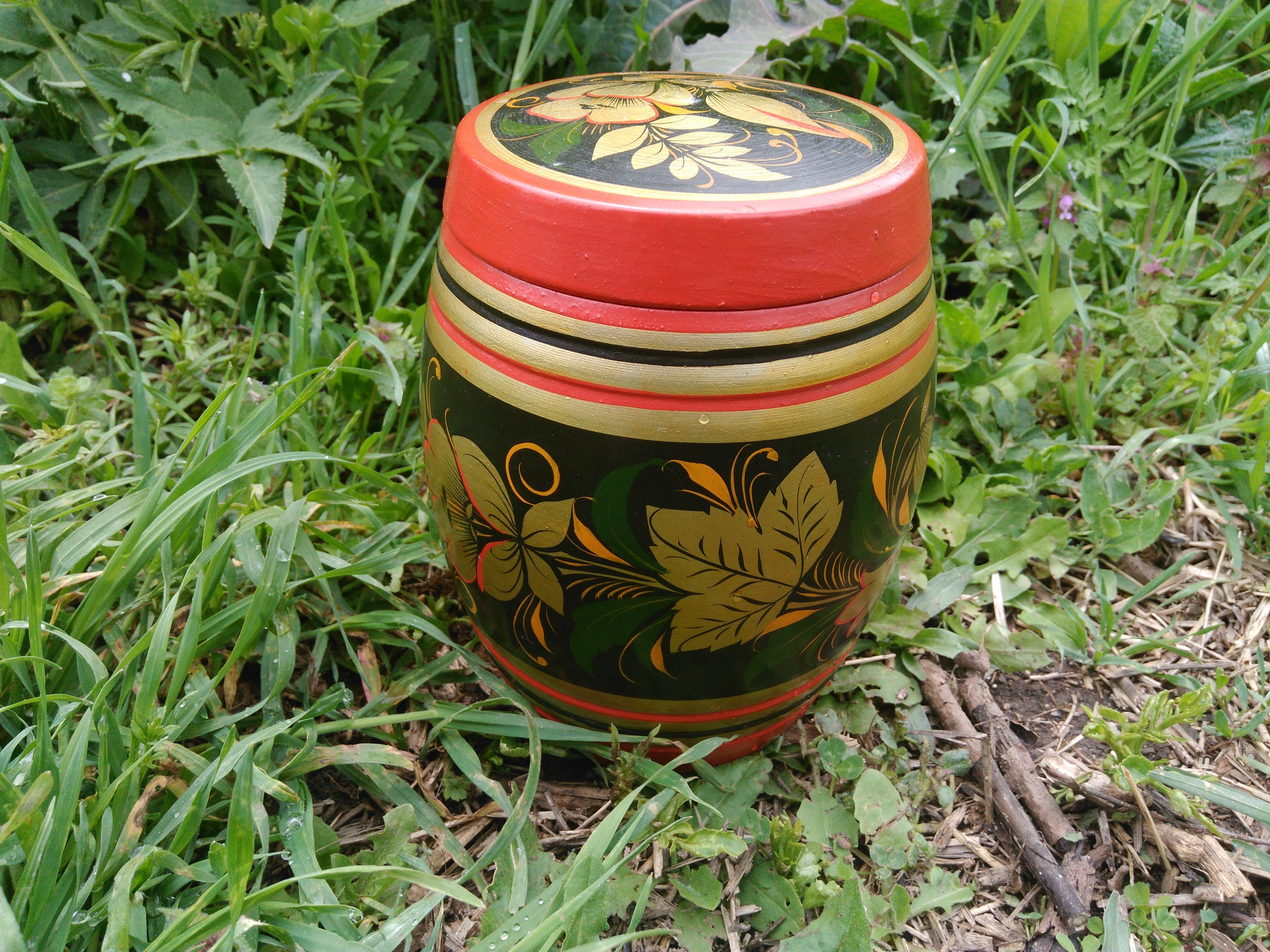 Vintage Soviet Wood Round Box / Hand Painted Wooden Box / Hand Painted ...