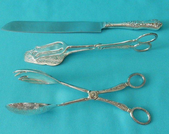 Vintage Serving Set Silver Plate and Stainless - Etsy