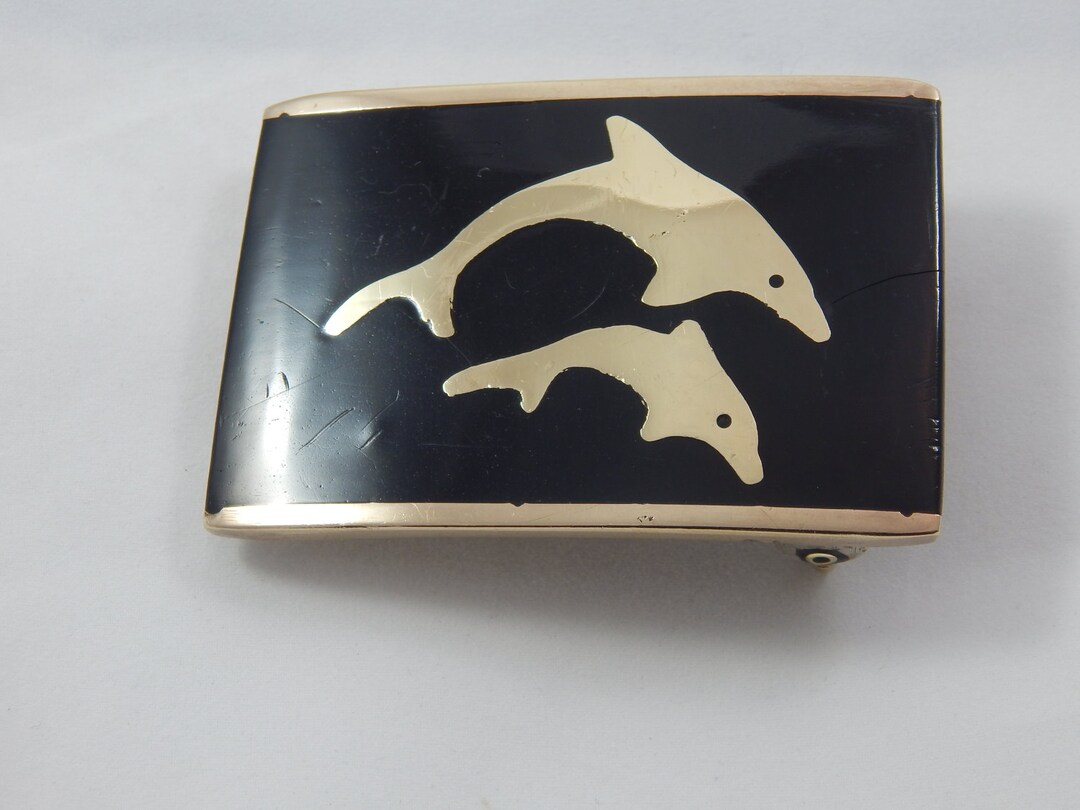 Vintage Belt Buckle With Dolphins - Etsy