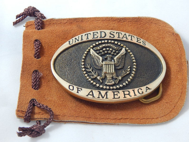 Vintage USA Brass Belt Buckle - Etsy