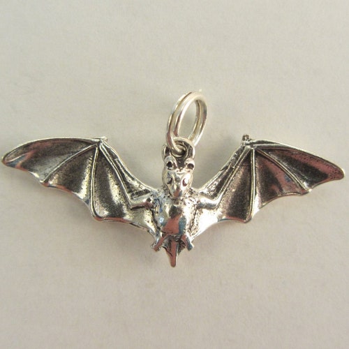 Sterling Silver Hanging Bat Charm DIY Jewelry | Etsy