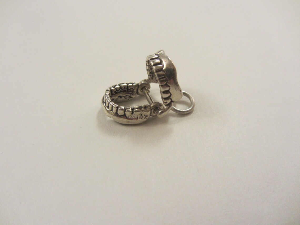 Sterling Silver 3D Movable Teeth Dentures Charm Pendant 3.60 - Etsy