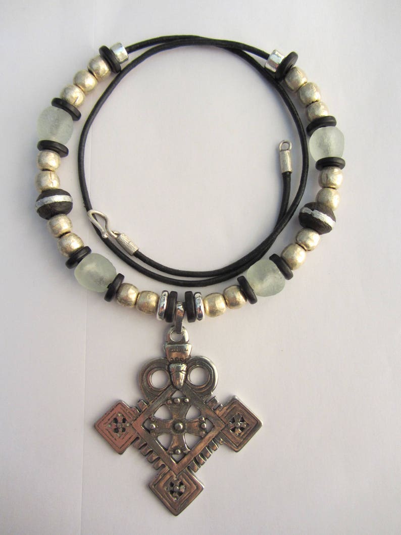 Ethiopian Coptic Cross Necklace With Ethopian Silver Ghana - Etsy