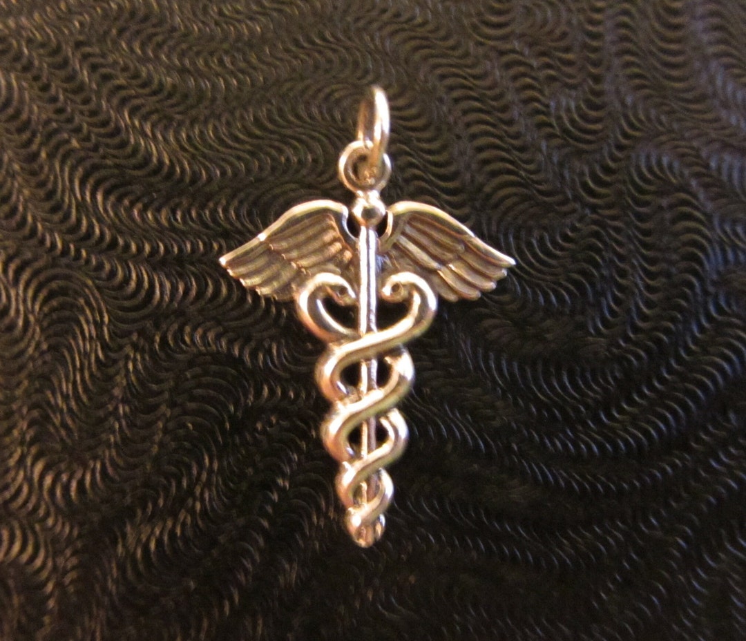 Sterling Silver Caduceus Medical Dr. Charm Pendant - 1.16 Grams ...