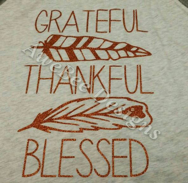 Grateful Thankful Blessed Shirt Glitter Thanksgiving Raglan Etsy