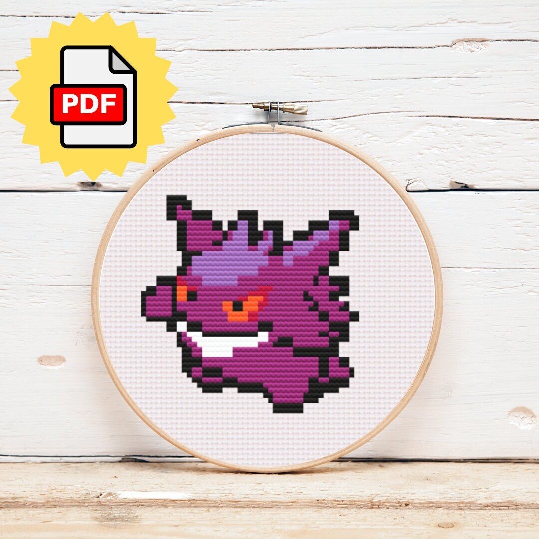 Gengar Pokémon Cross Stitch PATTERN - Etsy