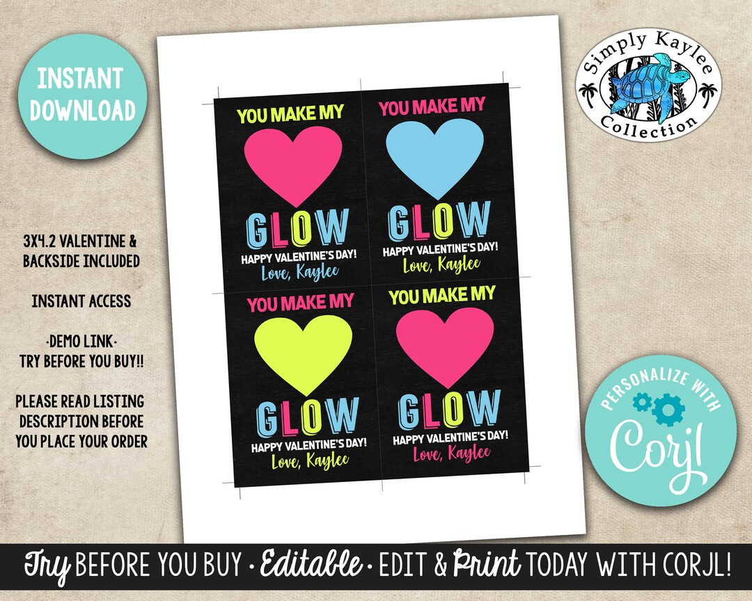 Glow Valentine's Day Card, Glow Stick Valentine's Holder, You Make My ...