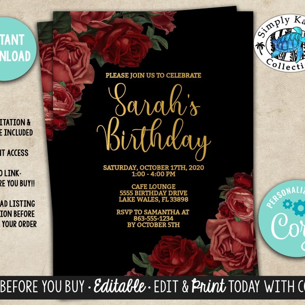 Rose Birthday Party - Etsy