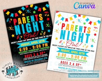 Parents Night Out Flyer, School/childcare Flyer, Church Fundraiser ...