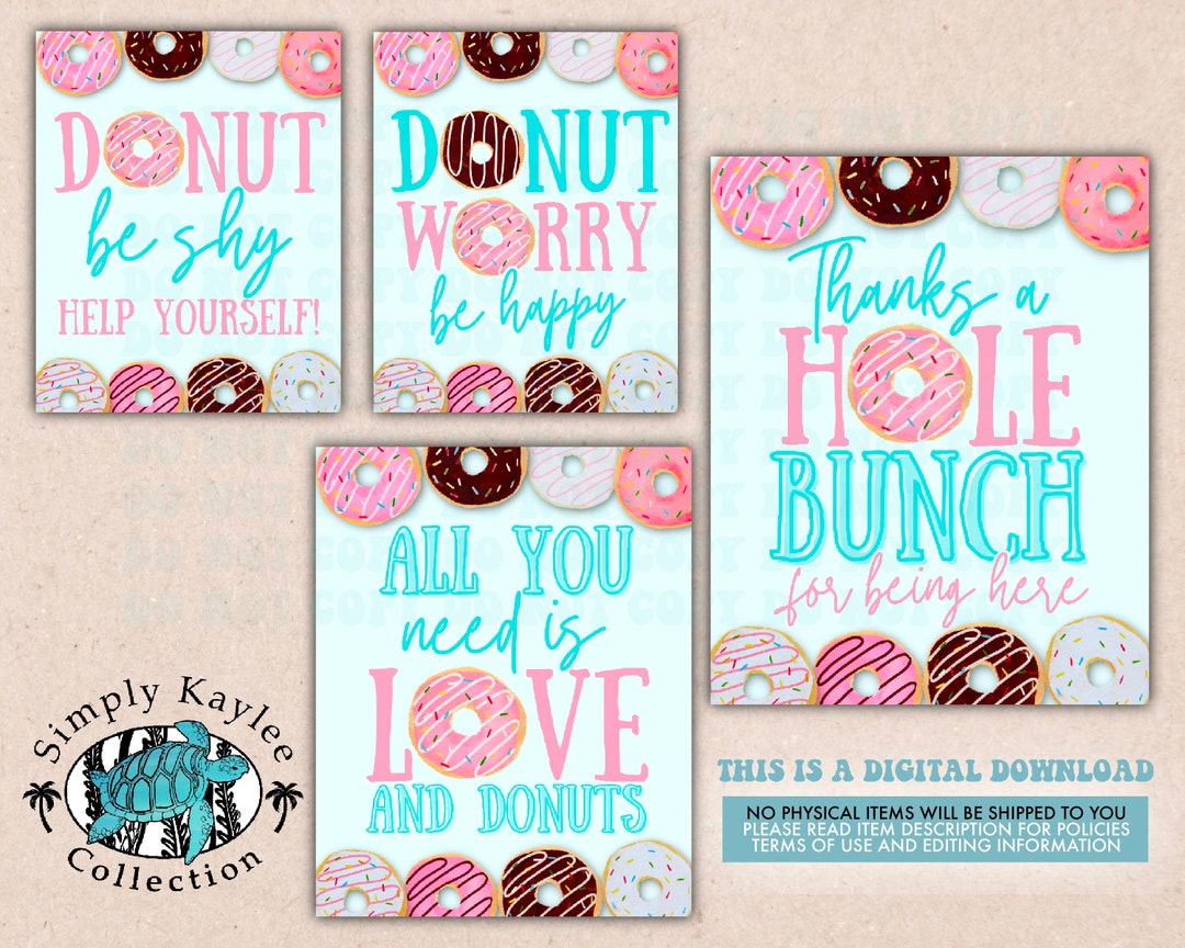 Donut Birthday Party Signs - Donut Birthday Party Decorations - Donut ...