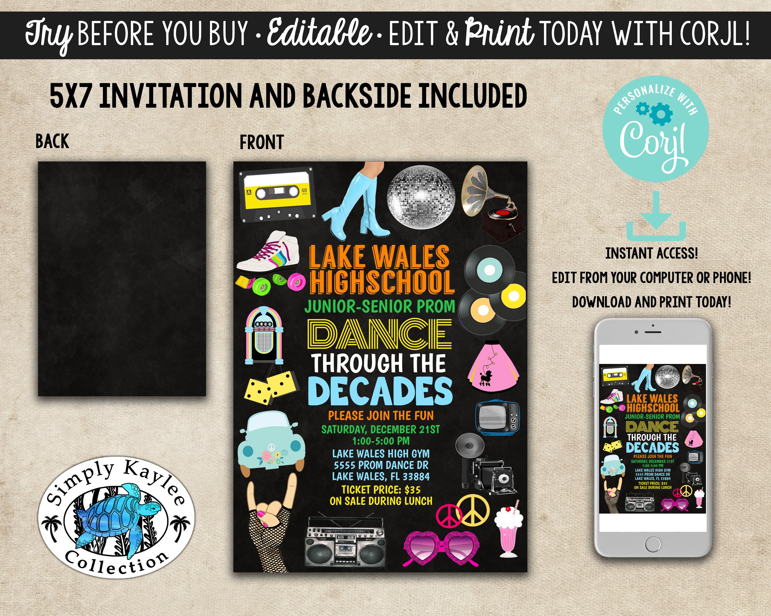 Dancing Through the Decades High School Prom Invitation - Etsy