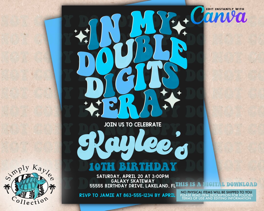 Double Digits Birthday Invitation - in My Double Digits Era Birthday ...