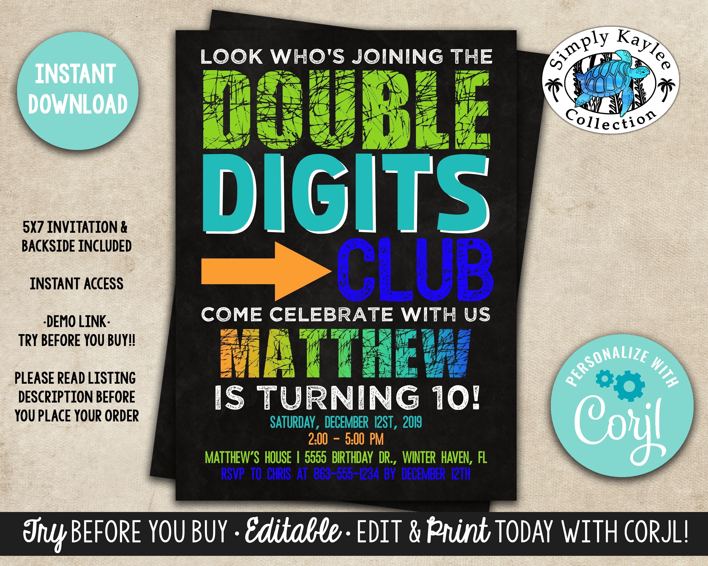 Boys Double Birthday Party 10th Invitations Etsy Italia Boys Double Birthday Party 10th Invitations Etsy Italia