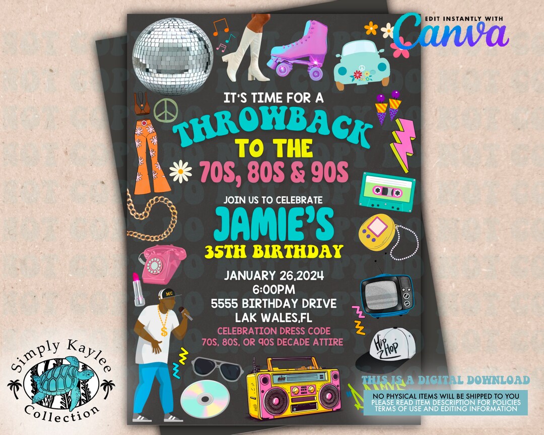 Dance Through the Decades Birthday Invitation: Retro Party (digital ...