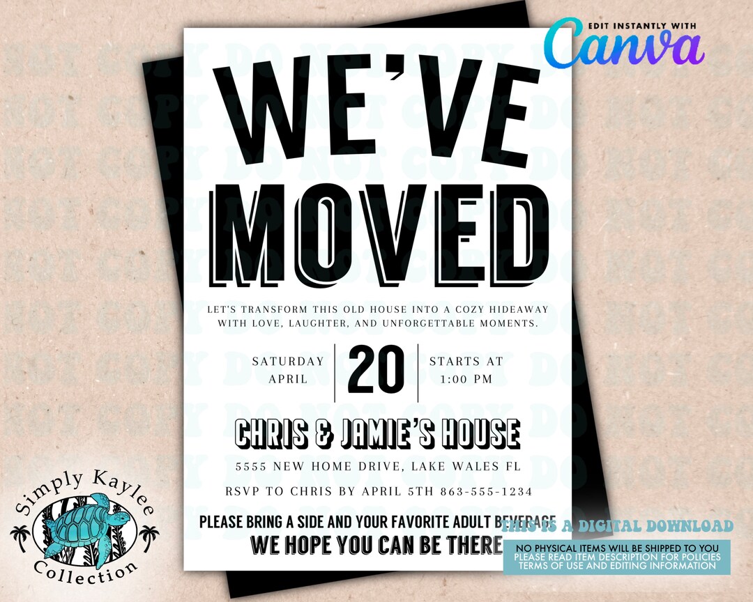 We’ve Moved Housewarming Party Invite, Moving Party Invitation ...