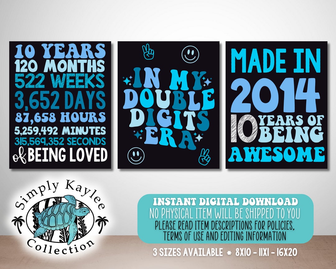 Double Digits Birthday Party Signs, Double Digits Party, Double Digits ...