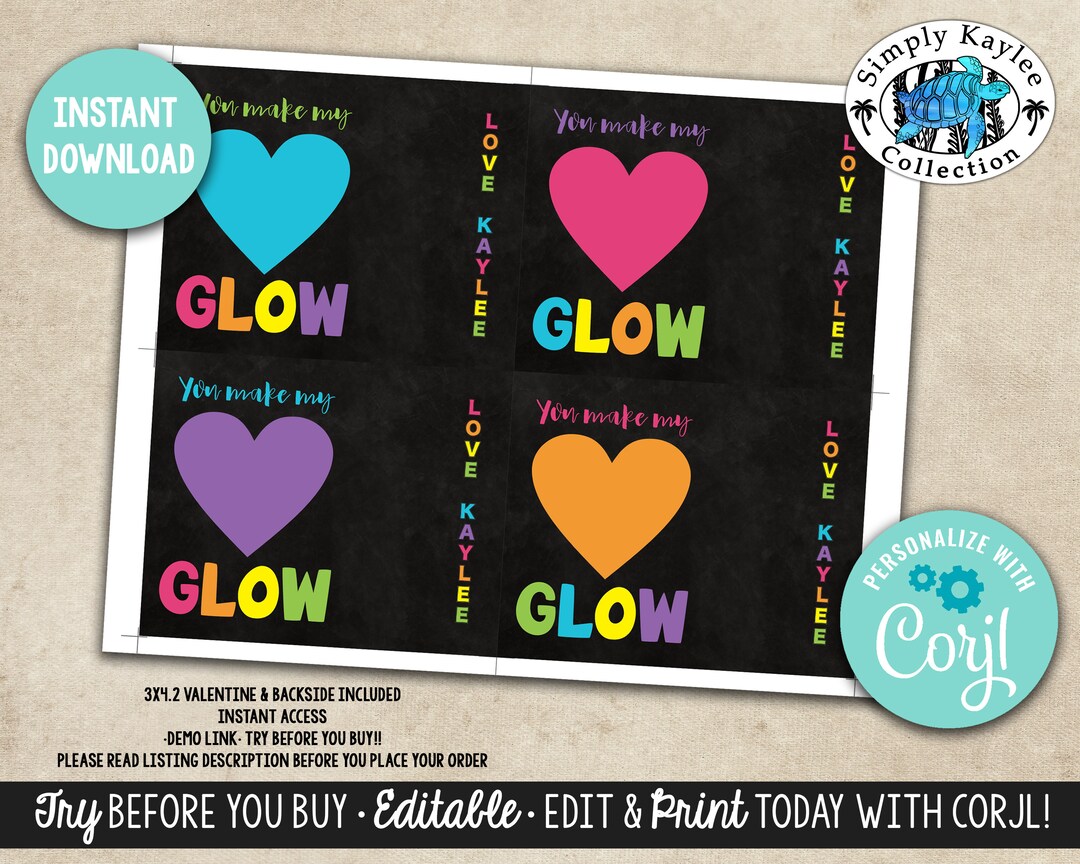 Glow Valentine's Day Card, Glow Stick Valentine's Holder, You Make My ...