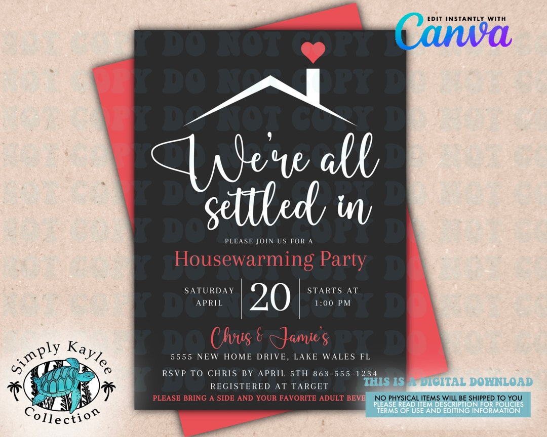 We’re All Settled in Housewarming Party Invitation, Moving Party Invitation, Housewarming Party ...