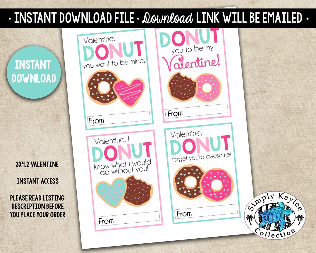 Donut Valentine's Day Card Sweets Valentines Day Cards School ...