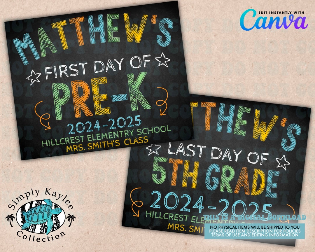 Back to School Sign, First Day of School Sign, Last Day of School Sign ...