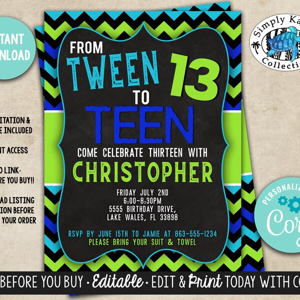 Teen Invitation - Etsy