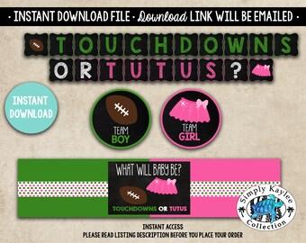Touchdowns and Tutus Gender Reveal Party Decorations Gender - Etsy