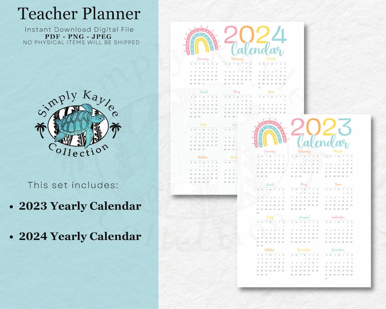 Teacher Planner Printable: Weekly, Daily Lesson Plans (PDF, JPEG, PNG ...