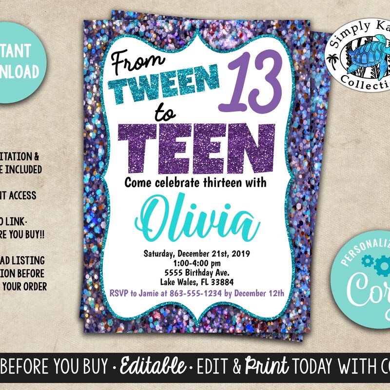 Tween Invitation - Etsy