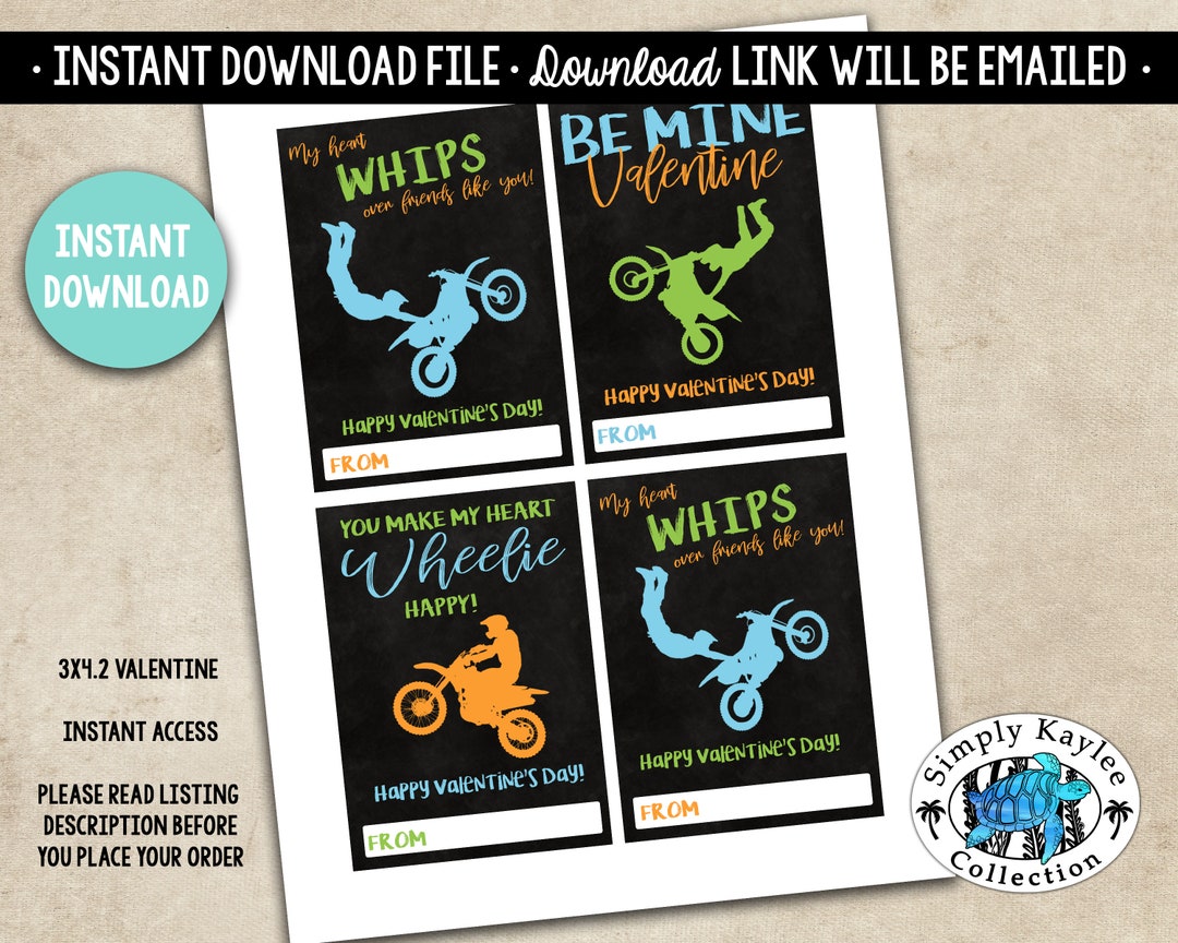 BMX Valentine's Day Cards: Printable Classroom Valentines (PDF) - Etsy