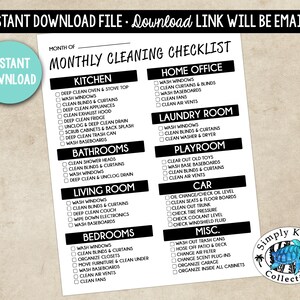 The Cleaner Home Bundle - Daily Cleaning Checklist - Weekly Cleaning ...
