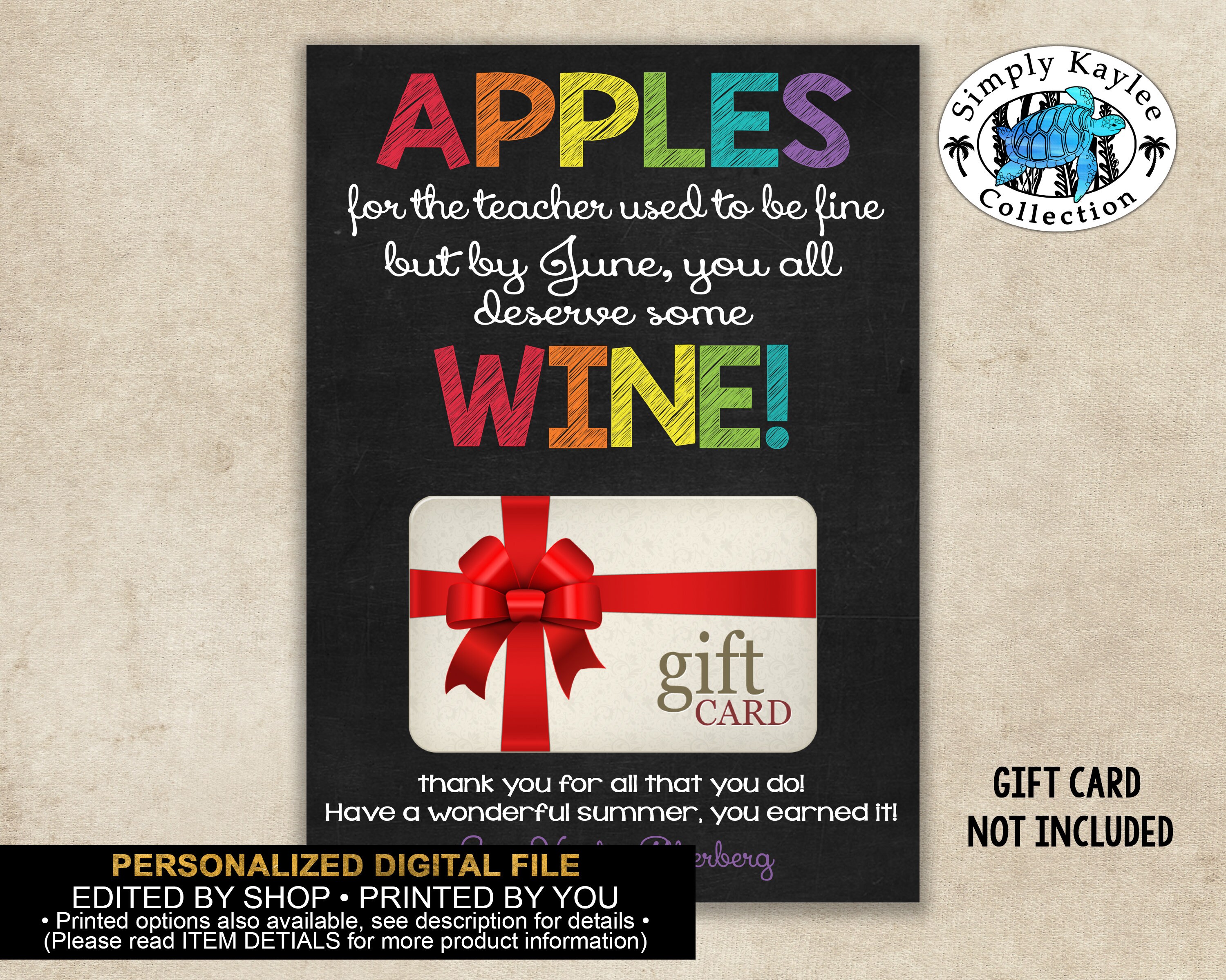 Teacher Appreciation Gift Card Holder End of the Year | Etsy