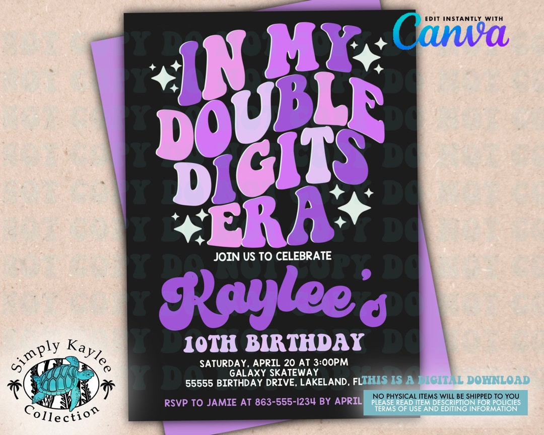 Double Digits Birthday Invitation - in My Double Digits Era Birthday ...