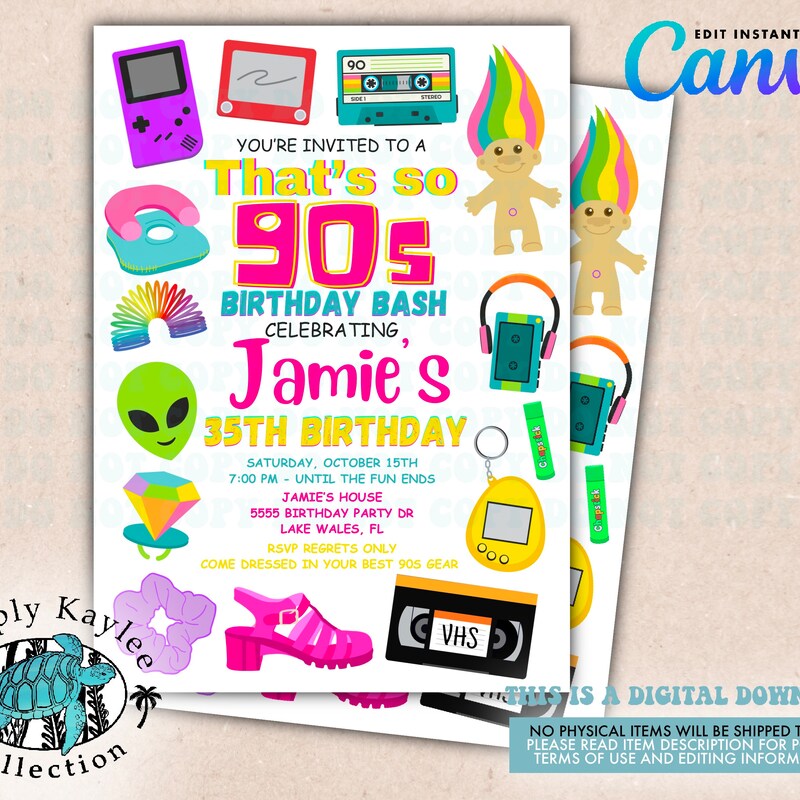 90s Party Invitation - Etsy