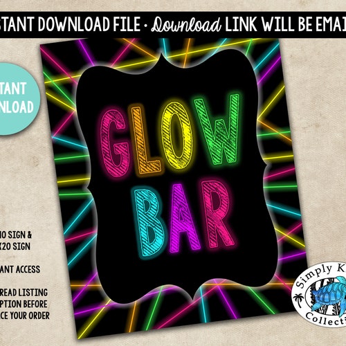 Glow Bar Party Sign Glow Birthday Party Sign Glow Party - Etsy