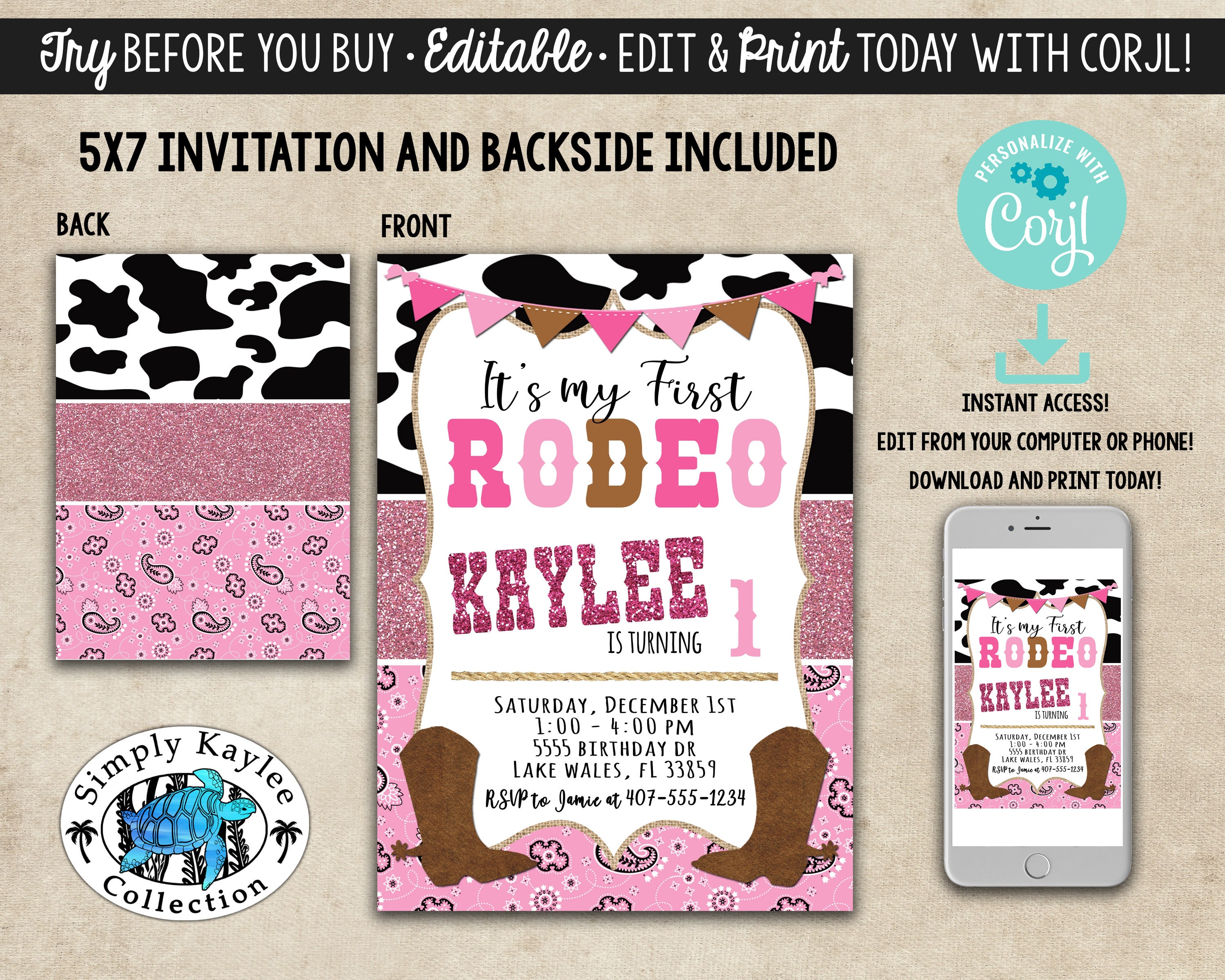 Rodeo Birthday Party Invitation Cowgirl Birthday Party - Etsy