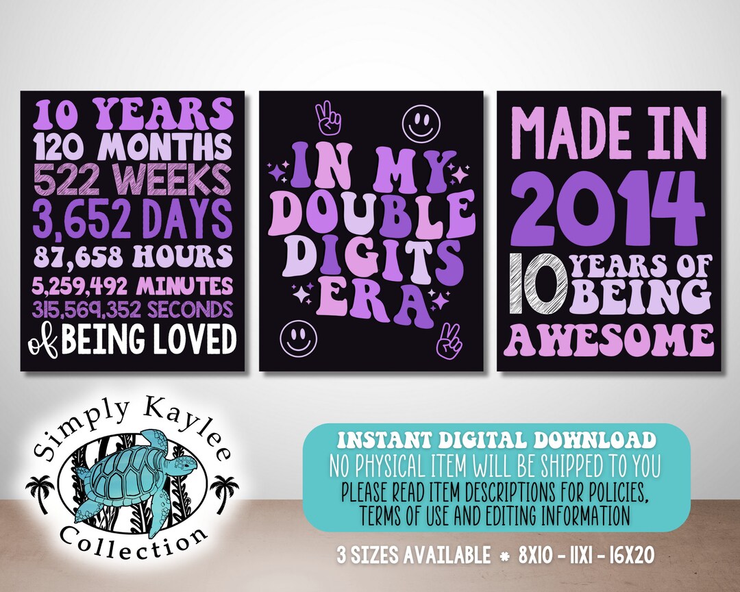 Double Digits Birthday Party Signs - Double Digits Party - Double ...