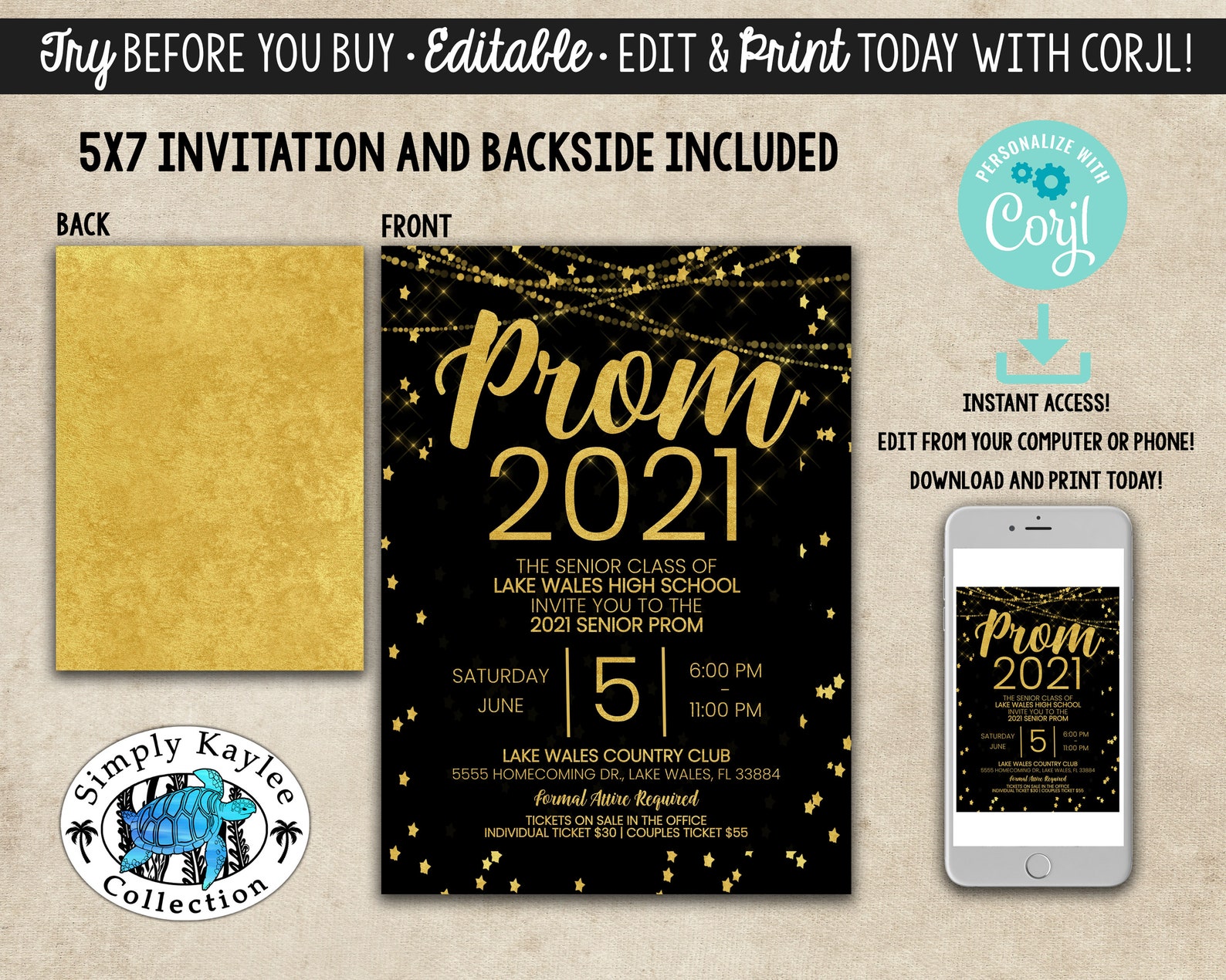 Black and Gold Prom Invitation A Starry Night Prom - Etsy